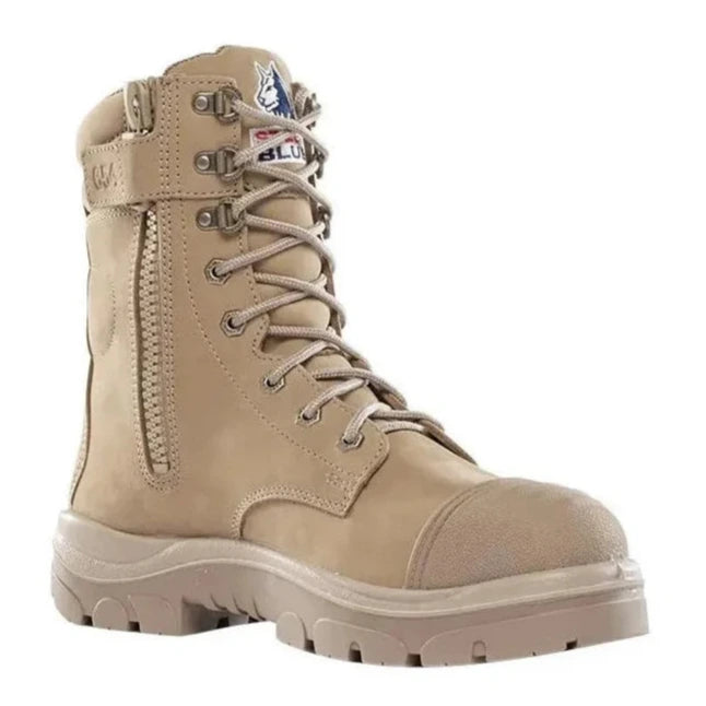 Steel Blue Sand Portland Zip Sided Lace Up Steel Toe Cap Safety Boot W ...