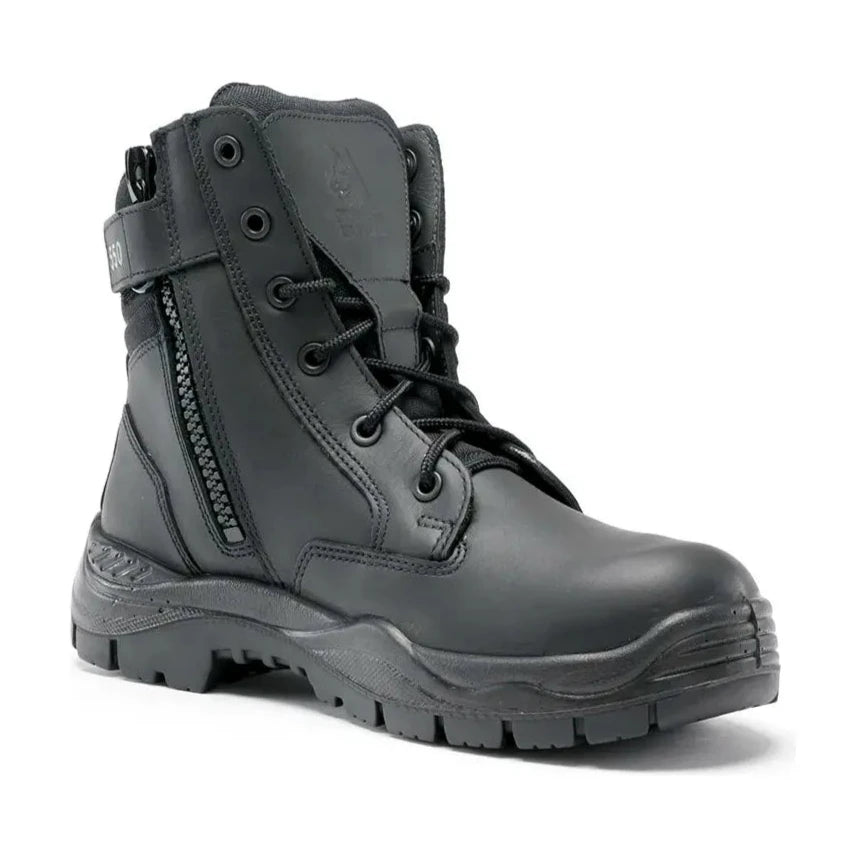 Steel Blue Black Leader Zip Sided Lace Up Soft Toe Non Safety Boot (32 ...