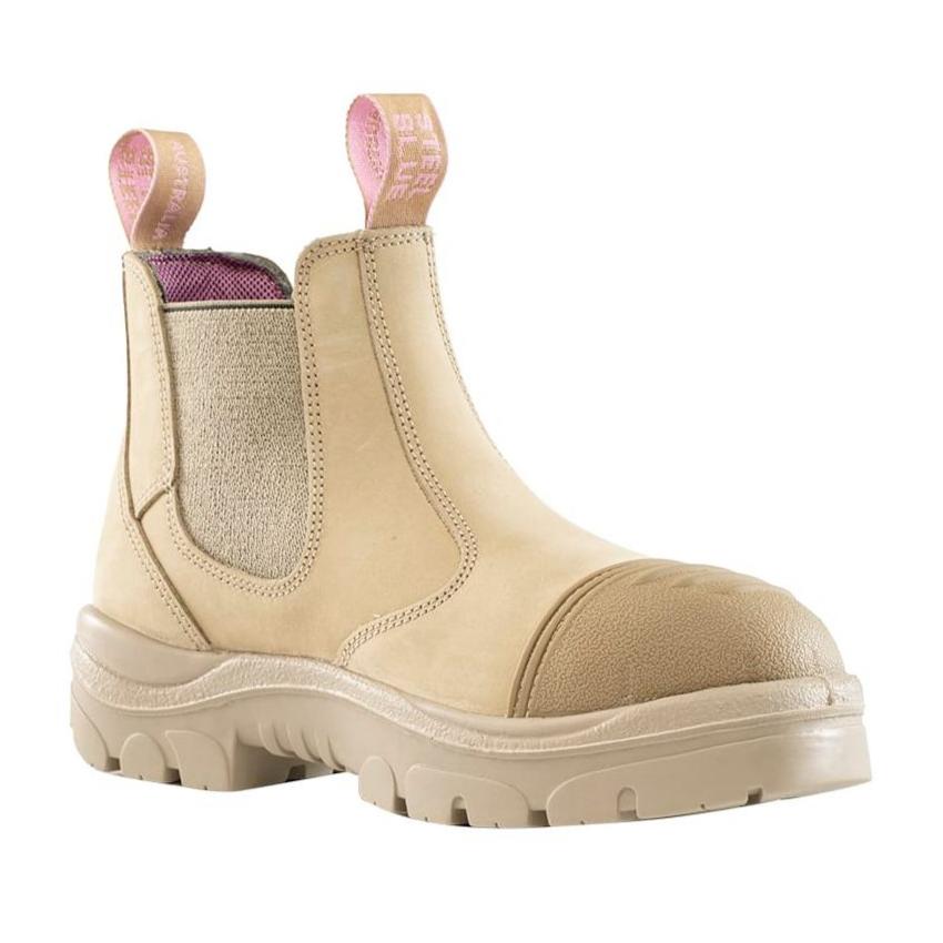 Steel Blue Sand Hobart Ladies Elastic Side Steel Toe Cap Safety Boot W ...