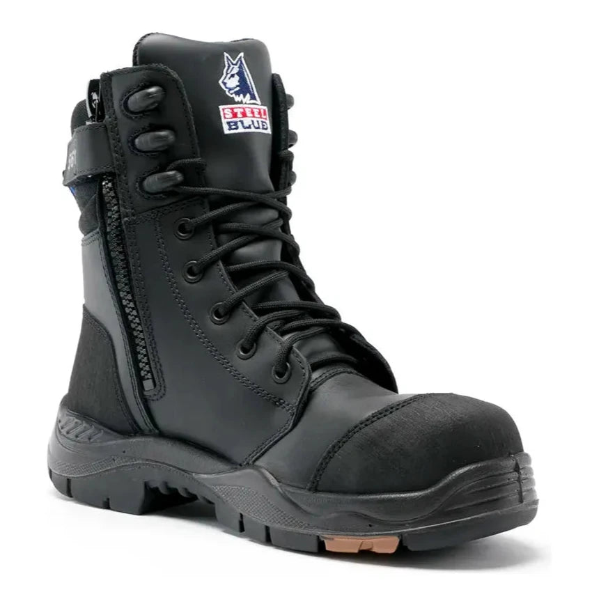 Steel Blue Black Tindal Zip Sided Lace Up Composite Toe Cap Safety Boo ...