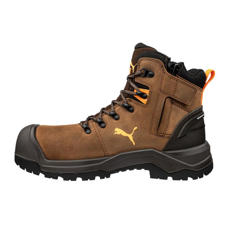 Puma Brown Iron HD Mid Fibreglass Toe Cap Zip Sided Lace Up Safety Boo ...
