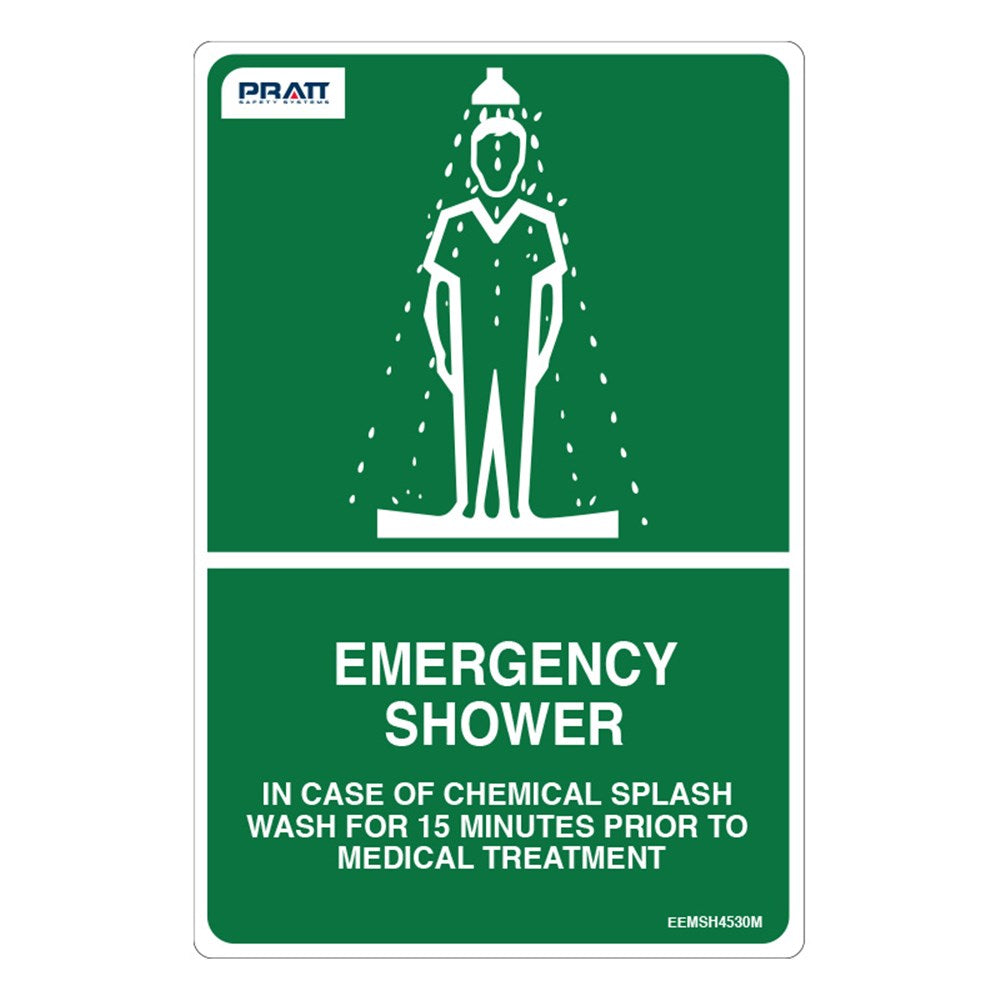 Pratt Emergency Shower Sign 450Mm X 300Mm Metal - Pack of 2 (EEMSH4530 ...