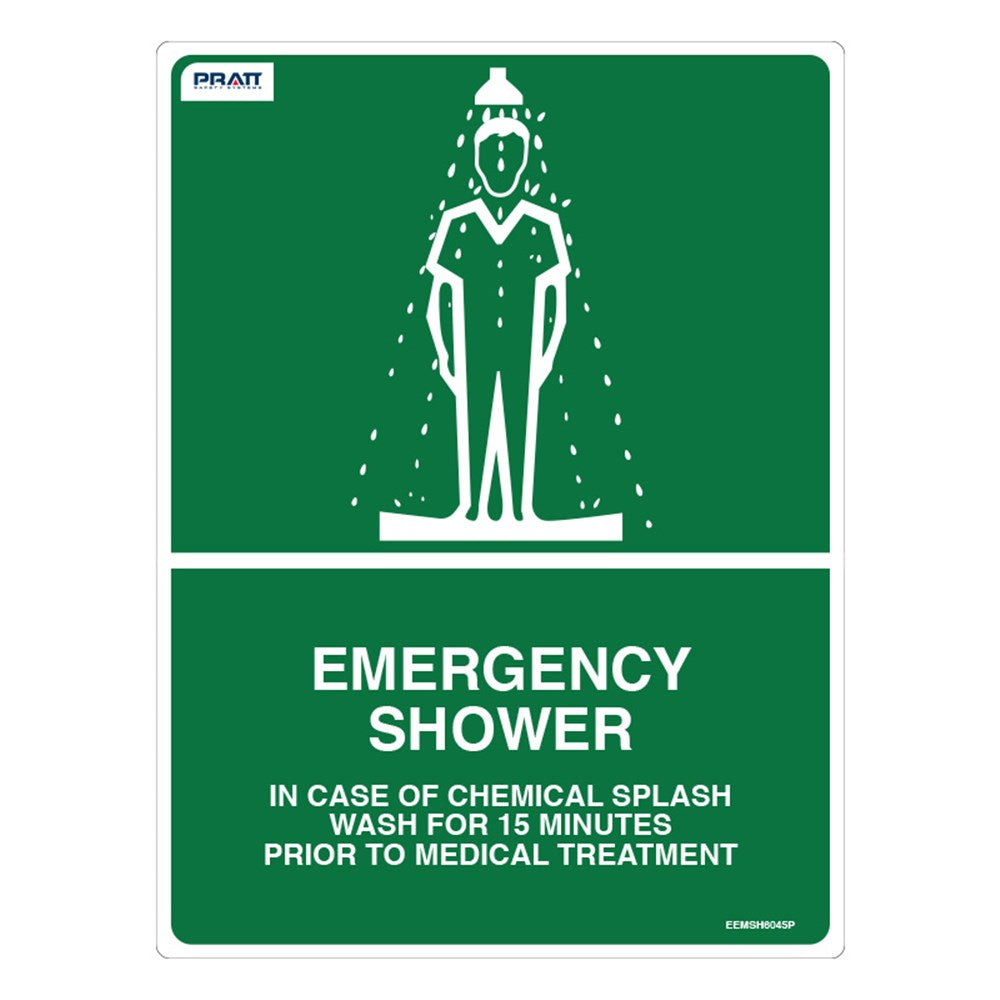 Pratt Emergency Shower Sign 600Mm X 450Mm Poly - Pack of 2 (EEMSH6045P ...