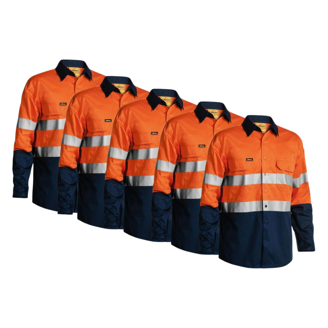 Tradies Value Pack - 5x Bisley Two Tone Hi Vis Lightweight Gusset Cuff ...
