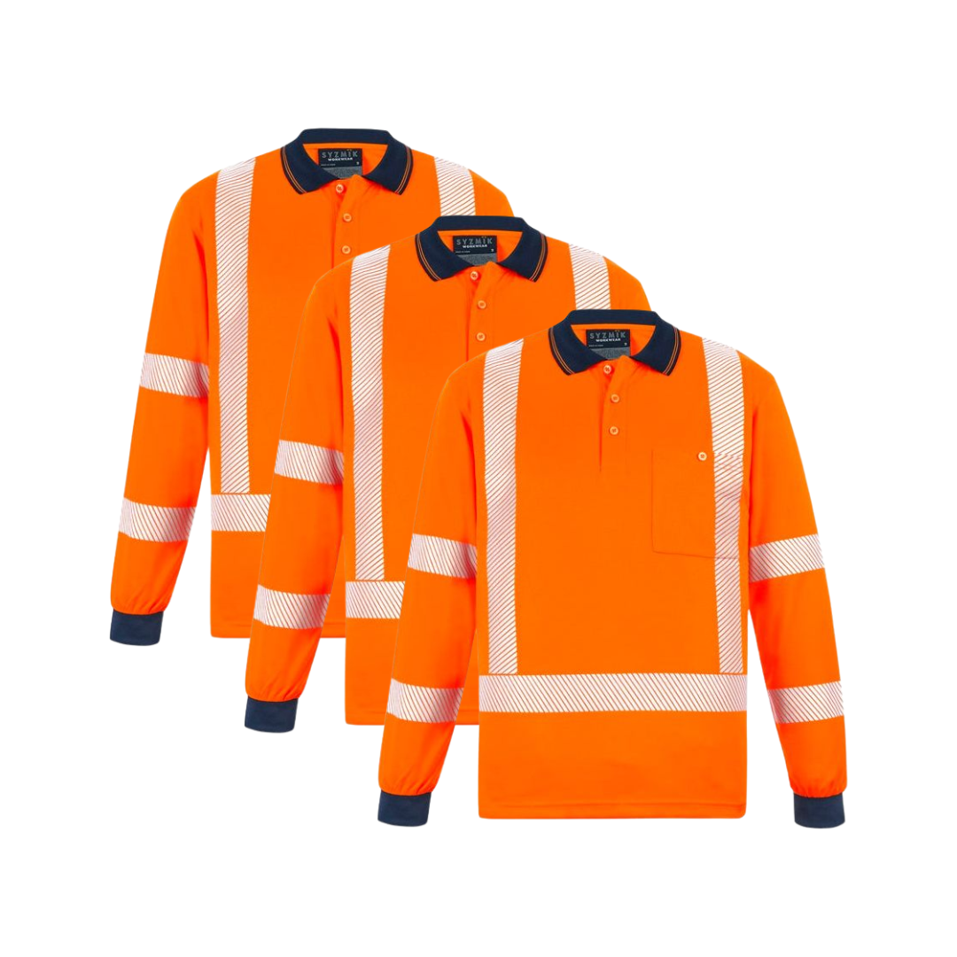 Tradies Value Pack - 3x Syzmik Unisex Hi Vis Segmented X Back NSW Rail ...