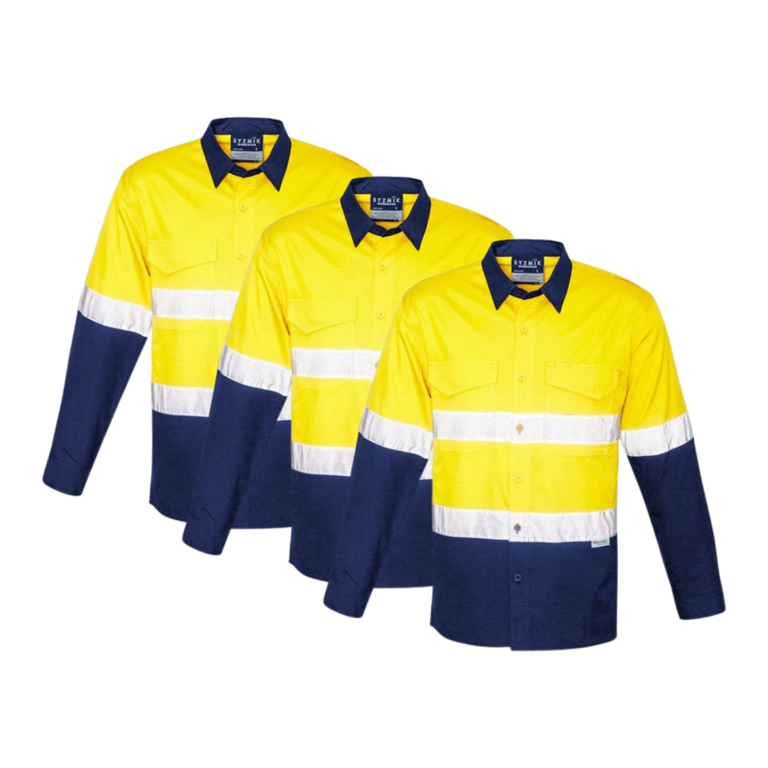 Tradies Value Pack - 3x Syzmik Mens Rugged Cooling Taped Hi Vis Spliced ...