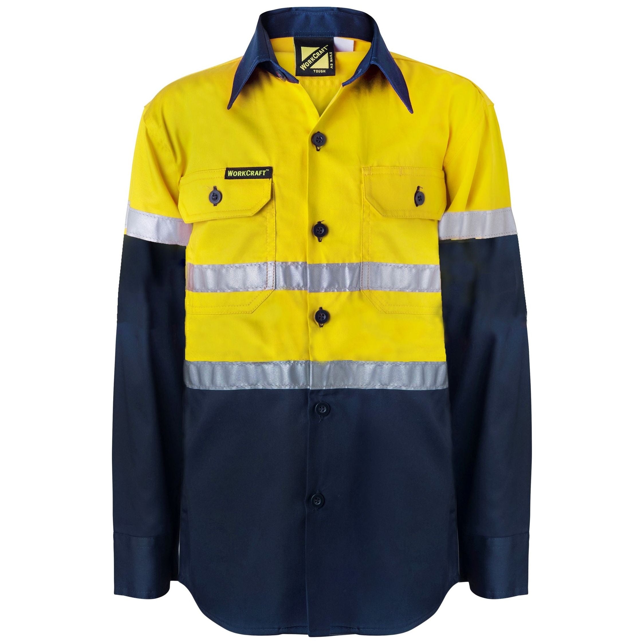 Workcraft Kids Lightweight Hi Vis Long Sleeve Reflective Cotton Drill ...