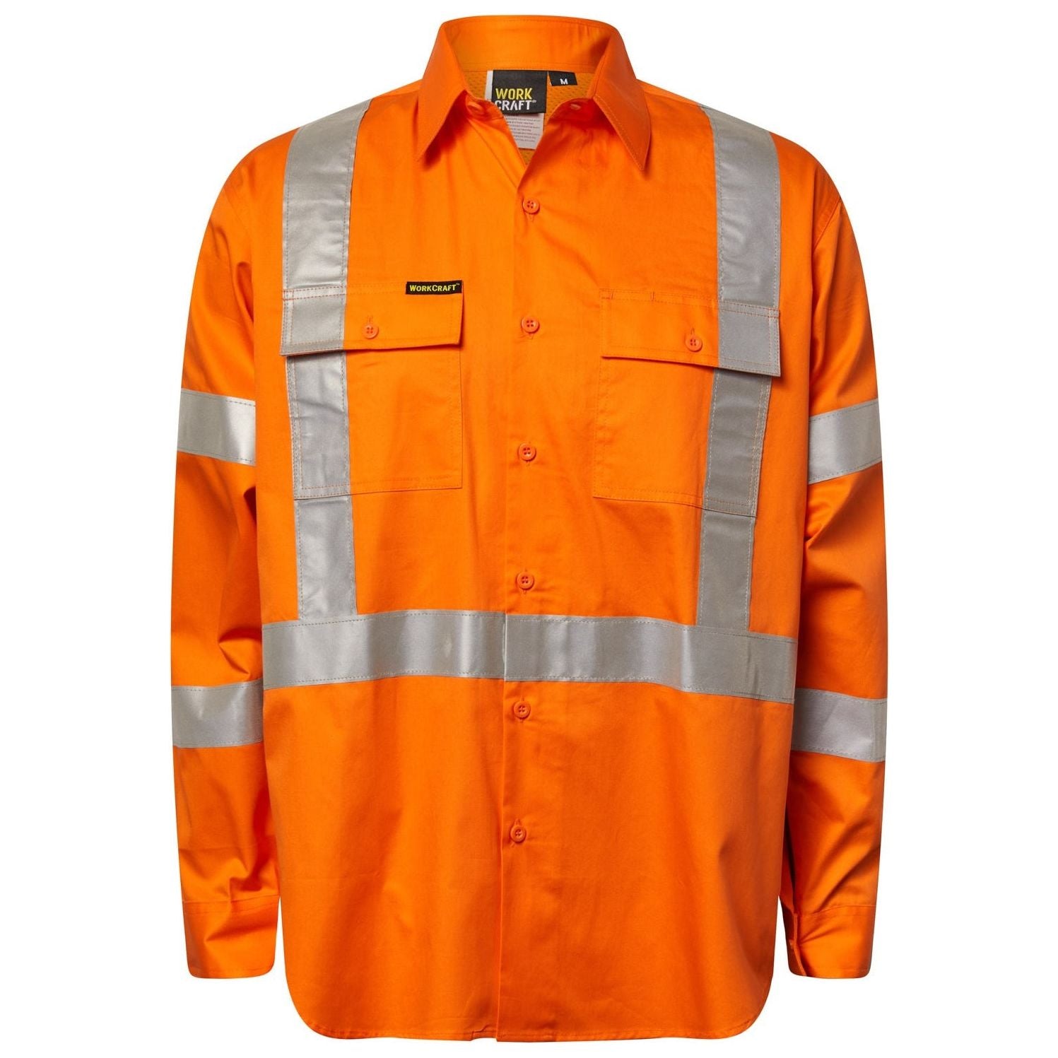 Workcraft Lightweight Hi Vis Long Sleeve Vented Cotton Drill Shirt Wit ...